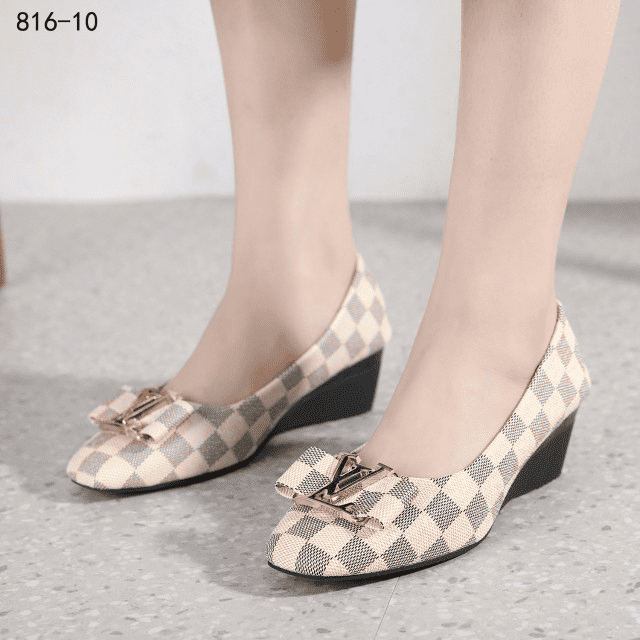 Sepatu LV Louis Vuitton Damier Wedges 816-10 Semi Platinum (Kode ...