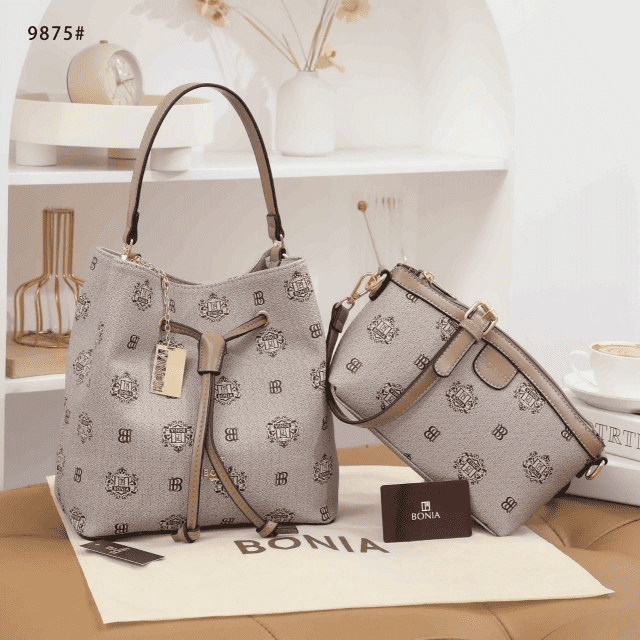 Tas Bonia Monogram Bucket Bag 9875 Semi Platinum (Kode: BON436) - TasKW.com