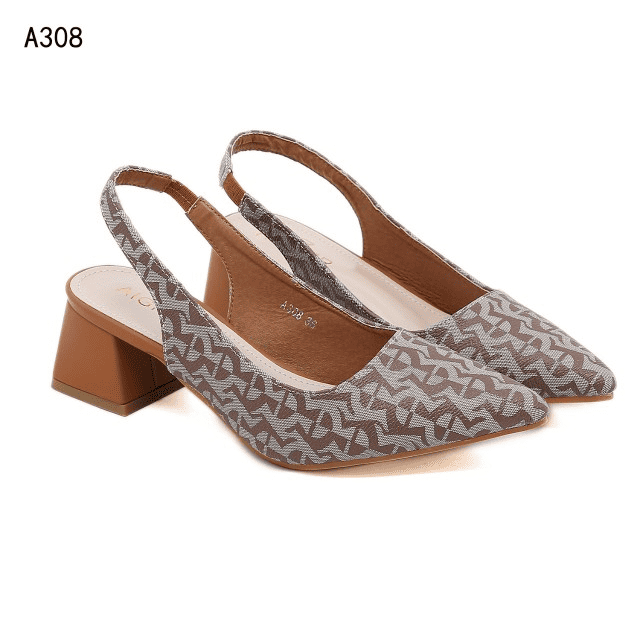 Sepatu Aigner Block Heel in Signature Coated Canvas A308 Semi Premium ...