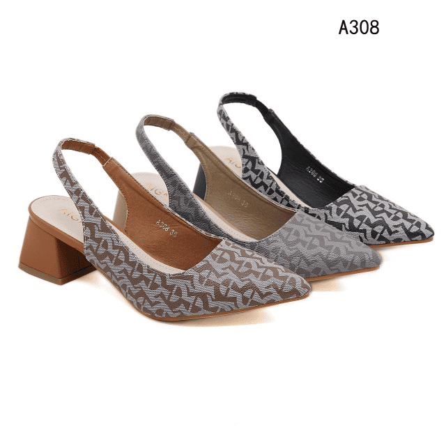 Sepatu Aigner Block Heel in Signature Coated Canvas A308 Semi Premium ...