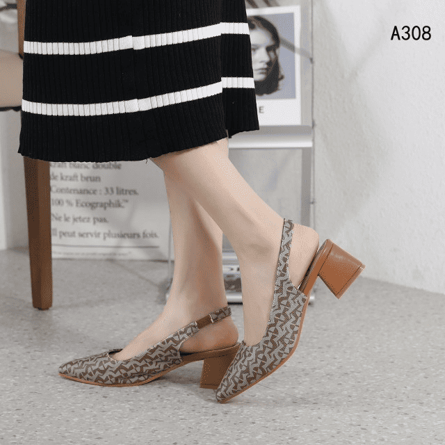 Sepatu Aigner Block Heel in Signature Coated Canvas A308 Semi Premium ...