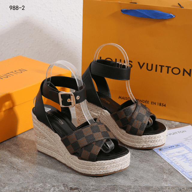Sepatu LV Louis Vuitton Wedges 988-2 Semi Platinum (Kode: SLV232 ...