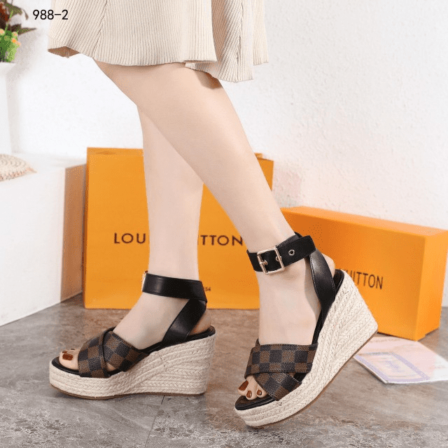 Sepatu LV Louis Vuitton Wedges 988-2 Semi Platinum (Kode: SLV232 ...