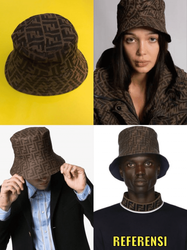 Topi Fendi Bucket Hat Ff Logo Jacquard Brown F999 Semi Premium (Kode ...