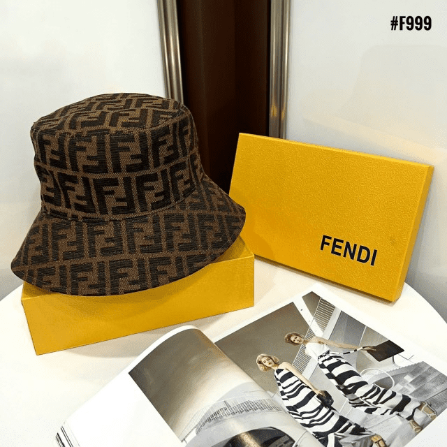 Topi Fendi Bucket Hat Ff Logo Jacquard Brown F999 Semi Premium (Kode ...