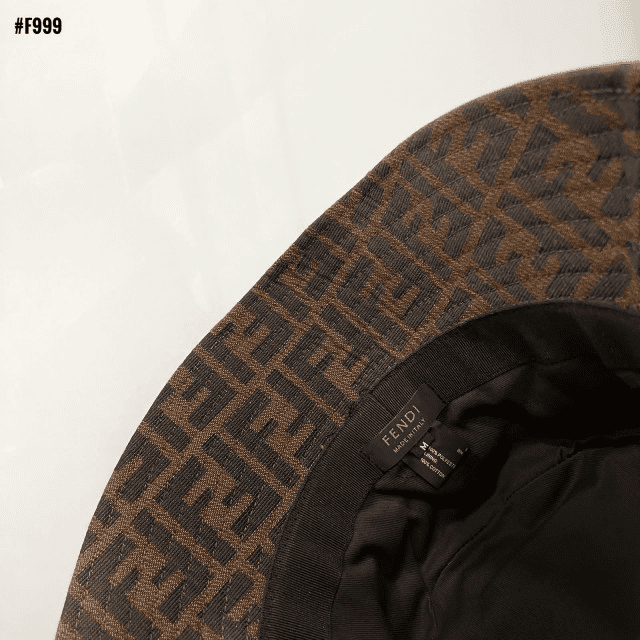 Topi Fendi Bucket Hat Ff Logo Jacquard Brown F999 Semi Premium (Kode ...
