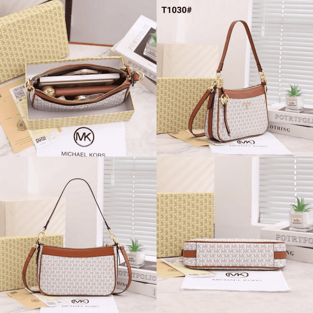 Tas MK Michael Kors Jet Set Medium Monogram Logo Shoulder Bag T1030 ...