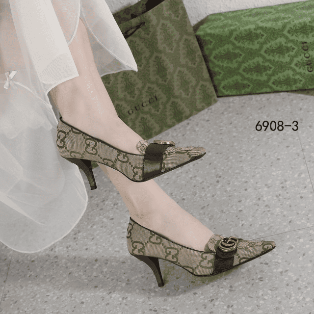 Sepatu Gucci Double-G Monogram Canvas and Leather Heel 6908-3 Semi ...