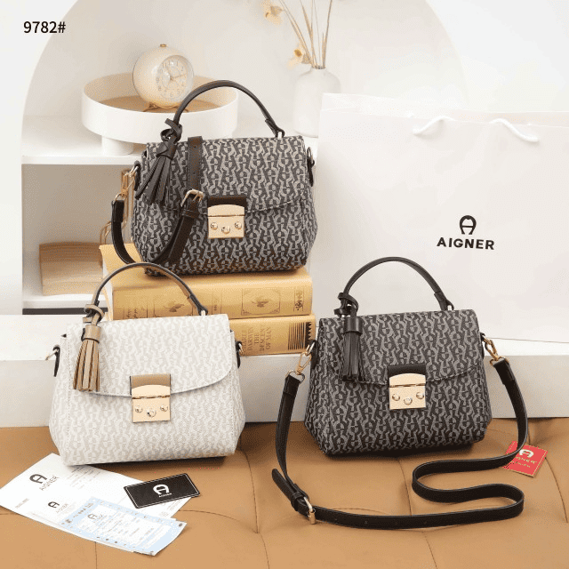 Tas Aigner 9782-1 Top Handle Crossbody Bag in Signature Coated Canvas ...