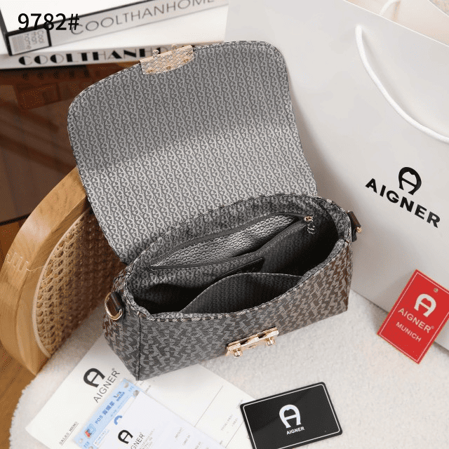 Tas Aigner 9782-1 Top Handle Crossbody Bag in Signature Coated Canvas ...