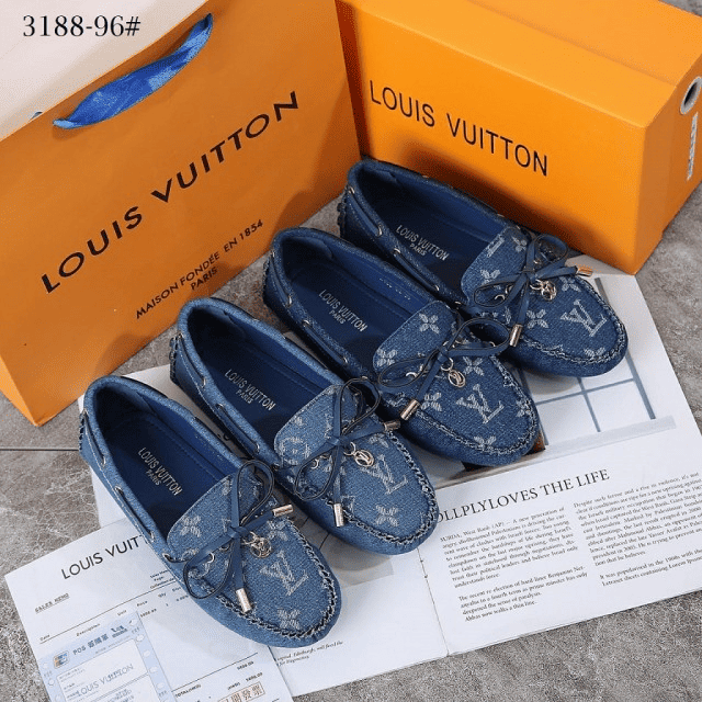 Sepatu Louis Vuitton 3188-96 Gloria Flat Shoes in Monogram Denim Semi ...