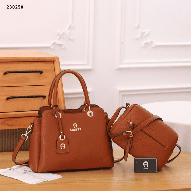 Tas Aigner 23025 Leather Top Handle Shoulder Bag With SlingBag Semi ...