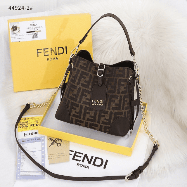 Tas Fendi 44924-2 Bucket FF Canvas Bag Semi Platinum (Kode: FEN498 ...