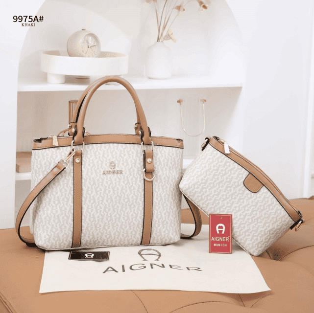 Tas Aigner 9975A Tote With Slingbag in Signature Coated Canvas Semi ...