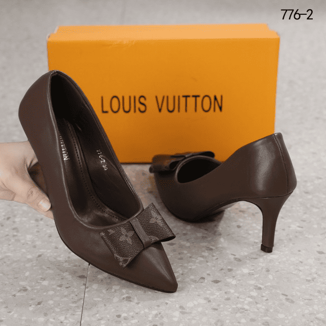 Sepatu Louis Vuitton 776-2 Leather With Bow Monogram Slingback Heels ...