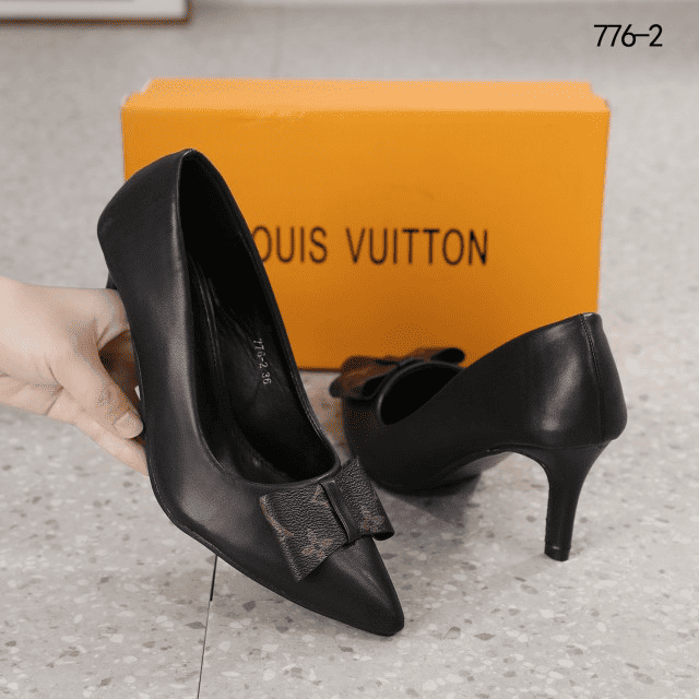 Sepatu Louis Vuitton 776-2 Leather With Bow Monogram Slingback Heels ...