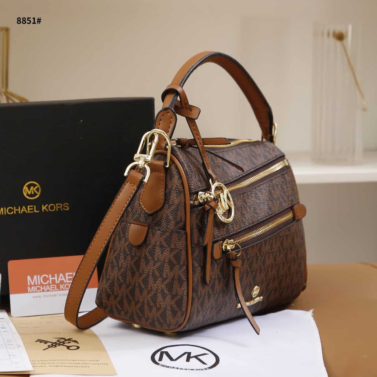 Tas Michael Kors 8851 Signature Logo Lorimer Medium Satchel Bag Semi ...