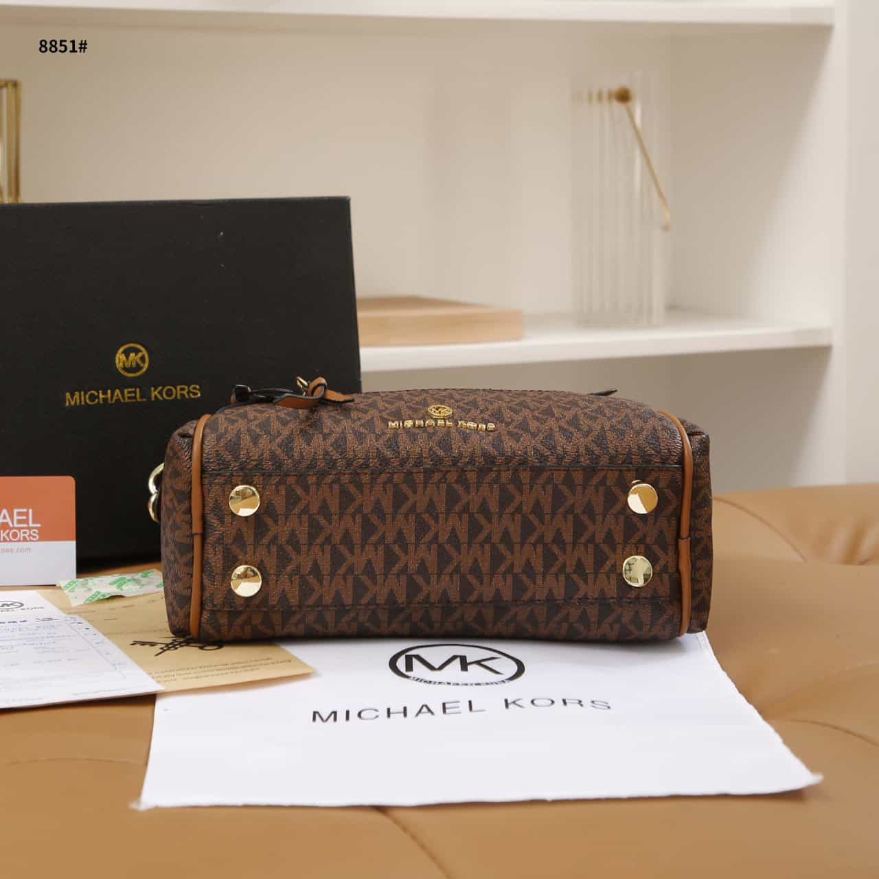 Tas Michael Kors 8851 Signature Logo Lorimer Medium Satchel Bag Semi ...