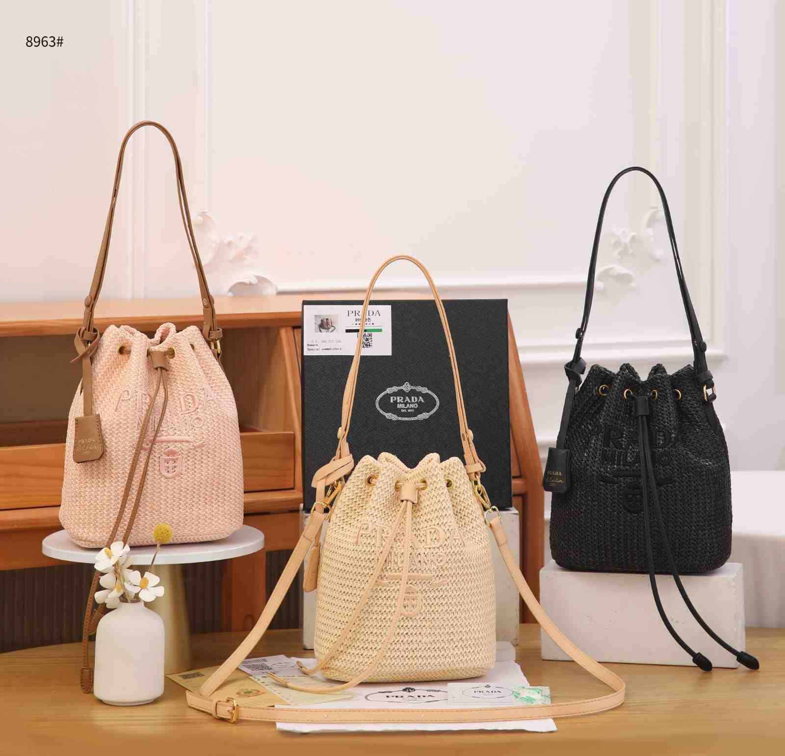 Tas Prada 8963 Crochet Bucket Semi Platinum (Kode: PRA188) - TasKW.com