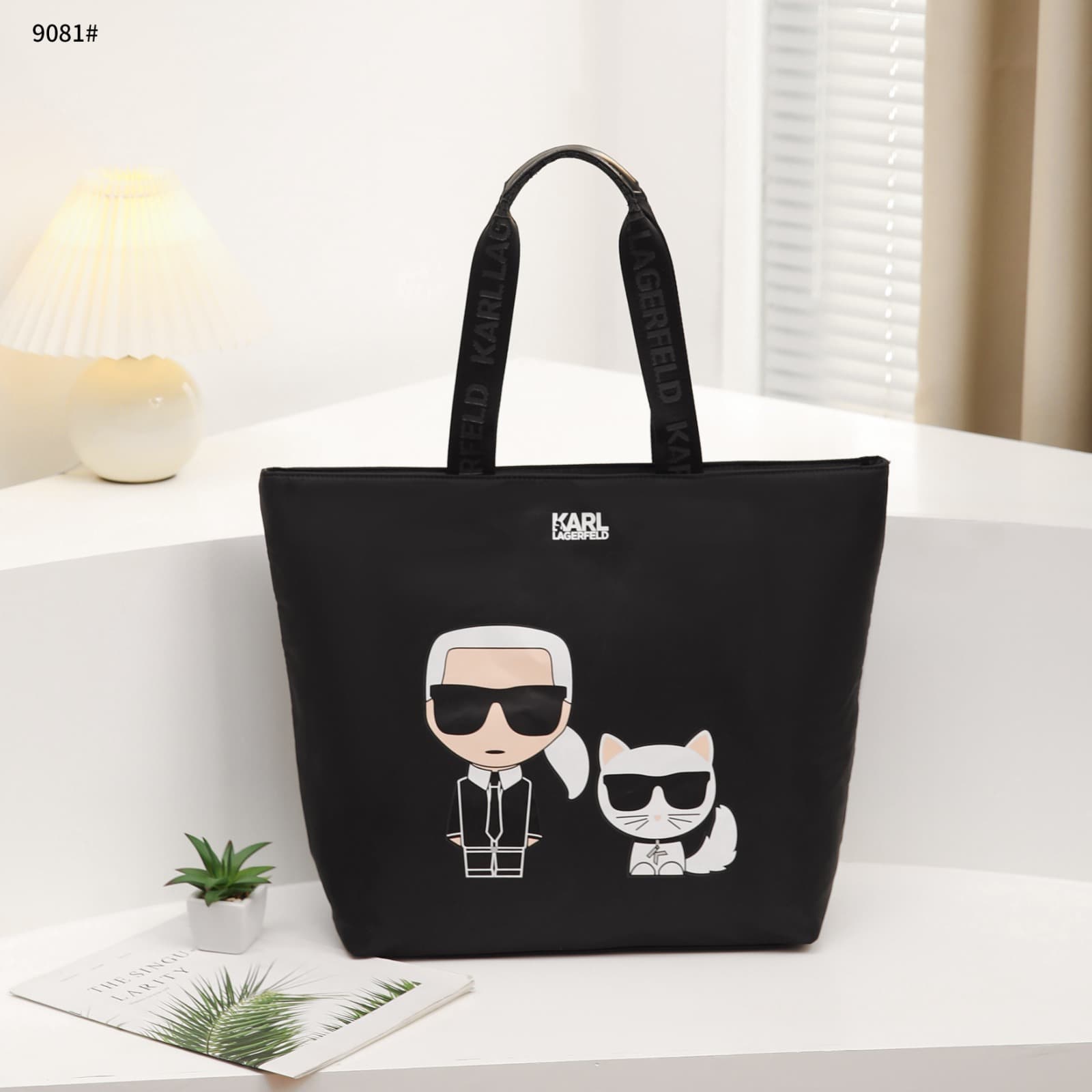 Tas Karl Lagerfeld 9081 Canvas Tote Bag In Black Semi Premium (Kode ...