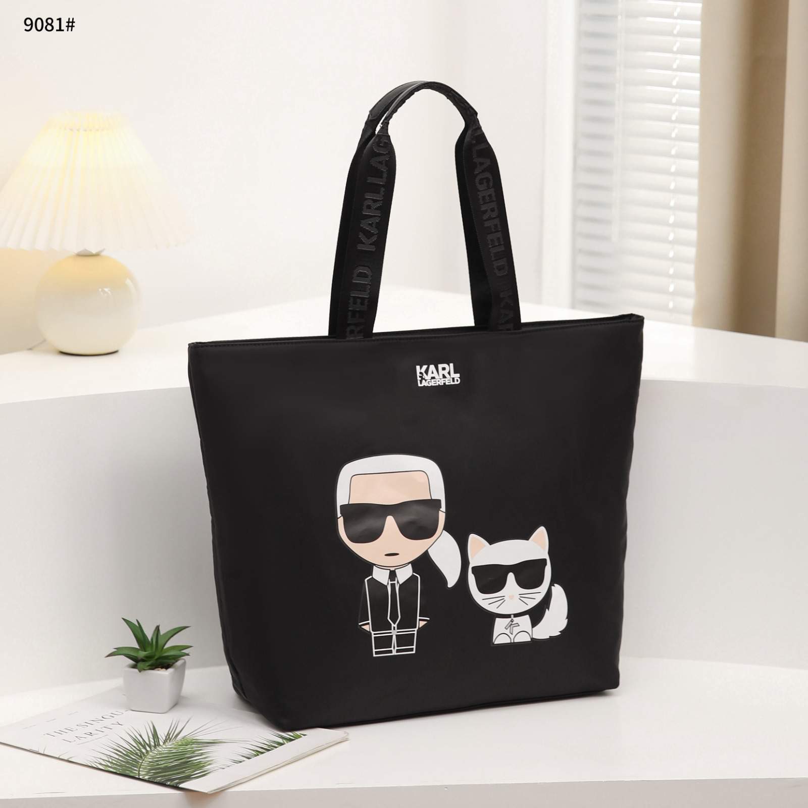 Tas Karl Lagerfeld 9081 Canvas Tote Bag In Black Semi Premium (Kode ...