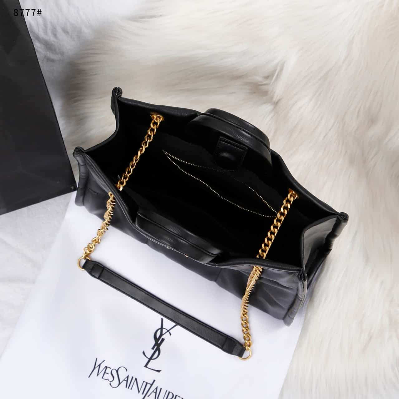 Tas YSL 8777 Yvest Saint Laurent Black Quilted Leather Tote Bag Semi ...