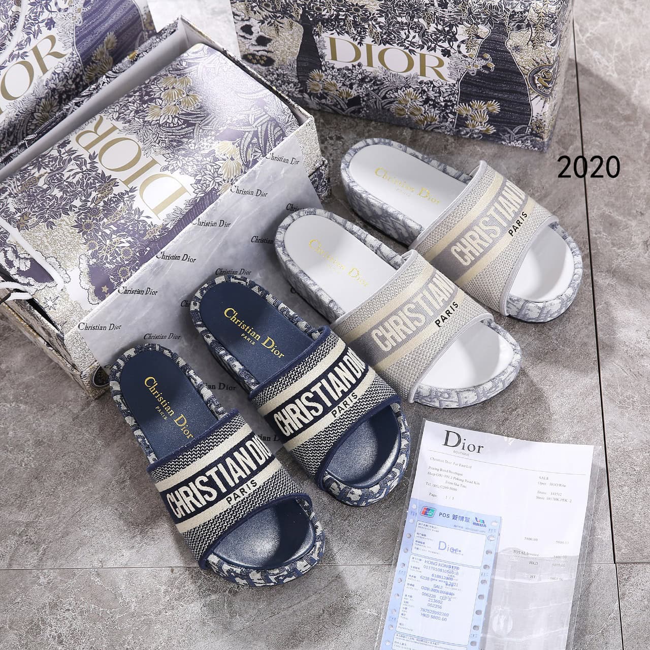 Sendal Dior 2020 Christian Dior Oblique Embroidered D-Way Platform ...