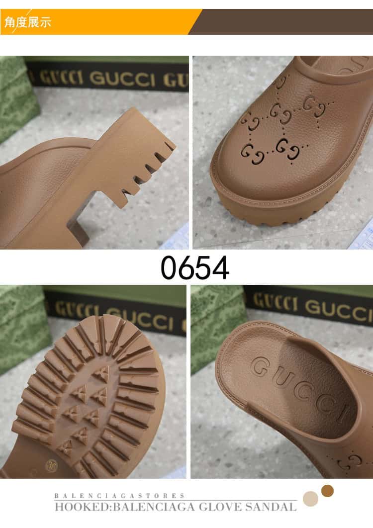 Sepatu Gucci 0654 Gg-Perforated Rubber Clogs Semi Platinum (Kode ...