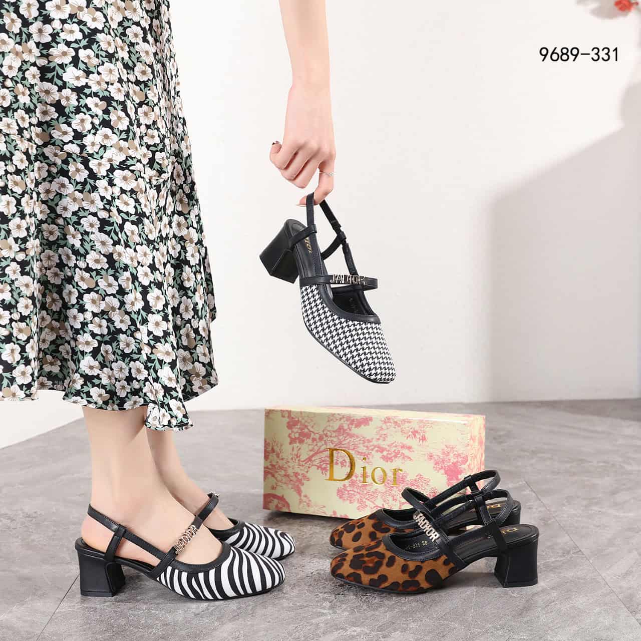 Sepatu Dior 9689-331 Ja'dior Canvas And Suede Block Heel Shoes Semi ...