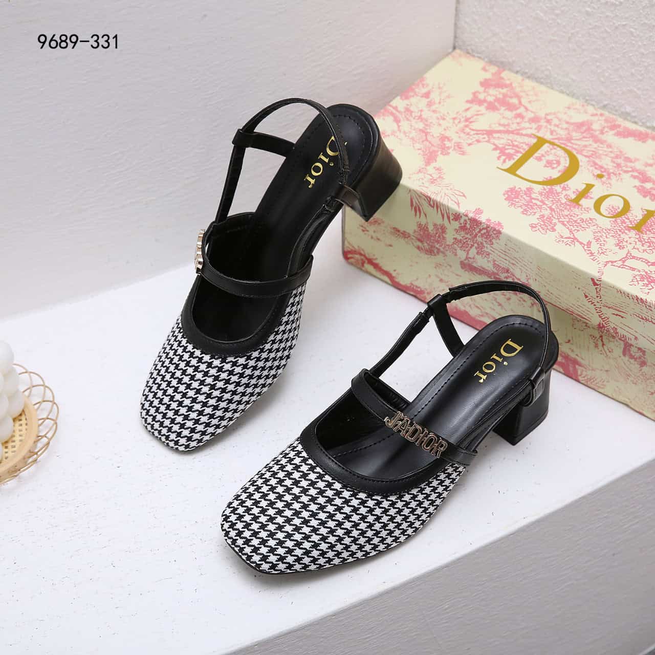 Sepatu Dior 9689-331 Ja'dior Canvas And Suede Block Heel Shoes Semi ...