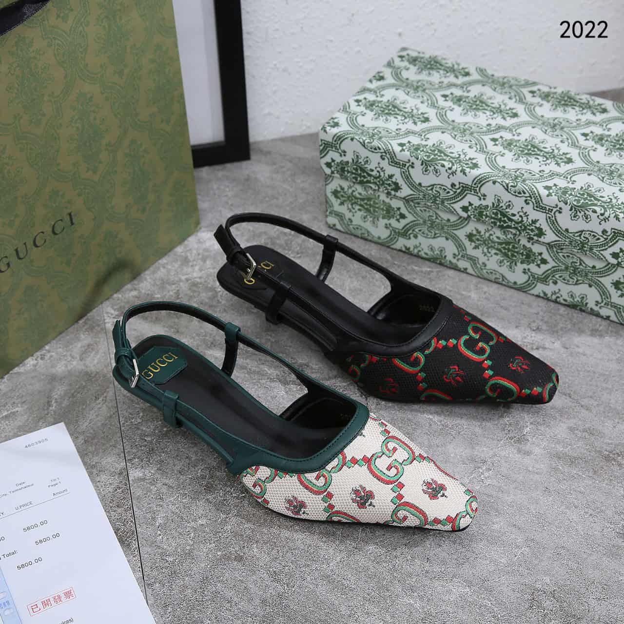 Sepatu Gucci 2022 GG Canvas Slingback Pumps Semi Platinum (Kode: GUC899 ...