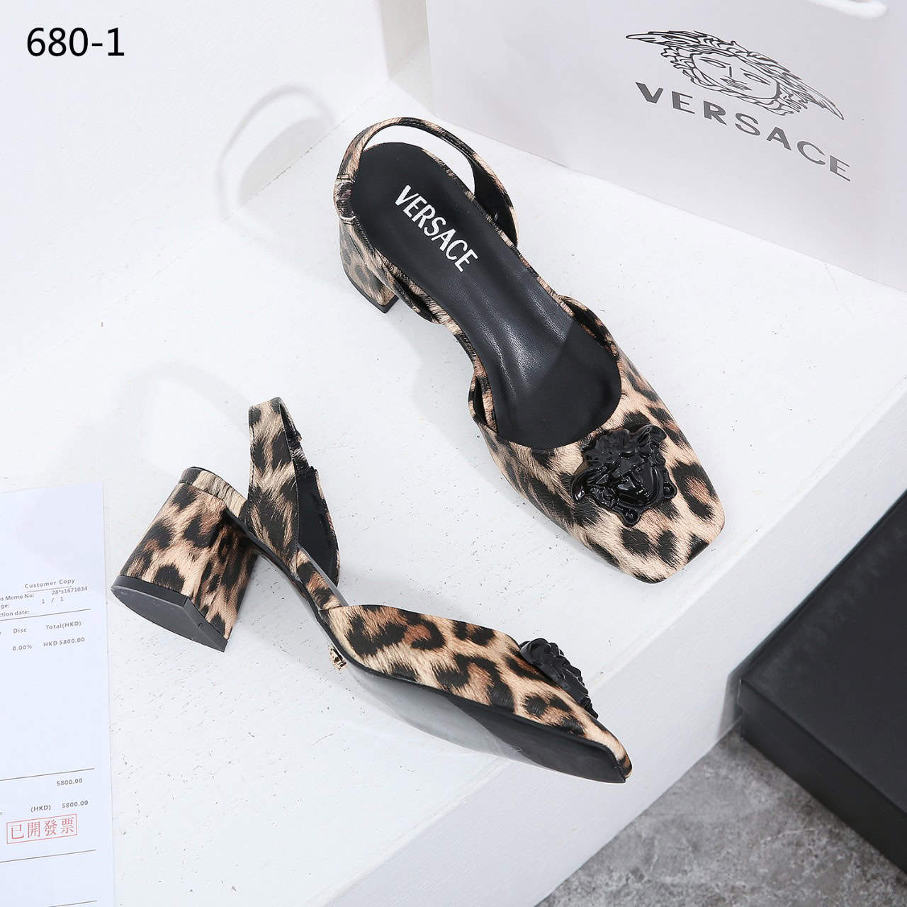 Sepatu Versace 680-1 La Medusa Leather Sling-Back Pumps Semi Platinum ...