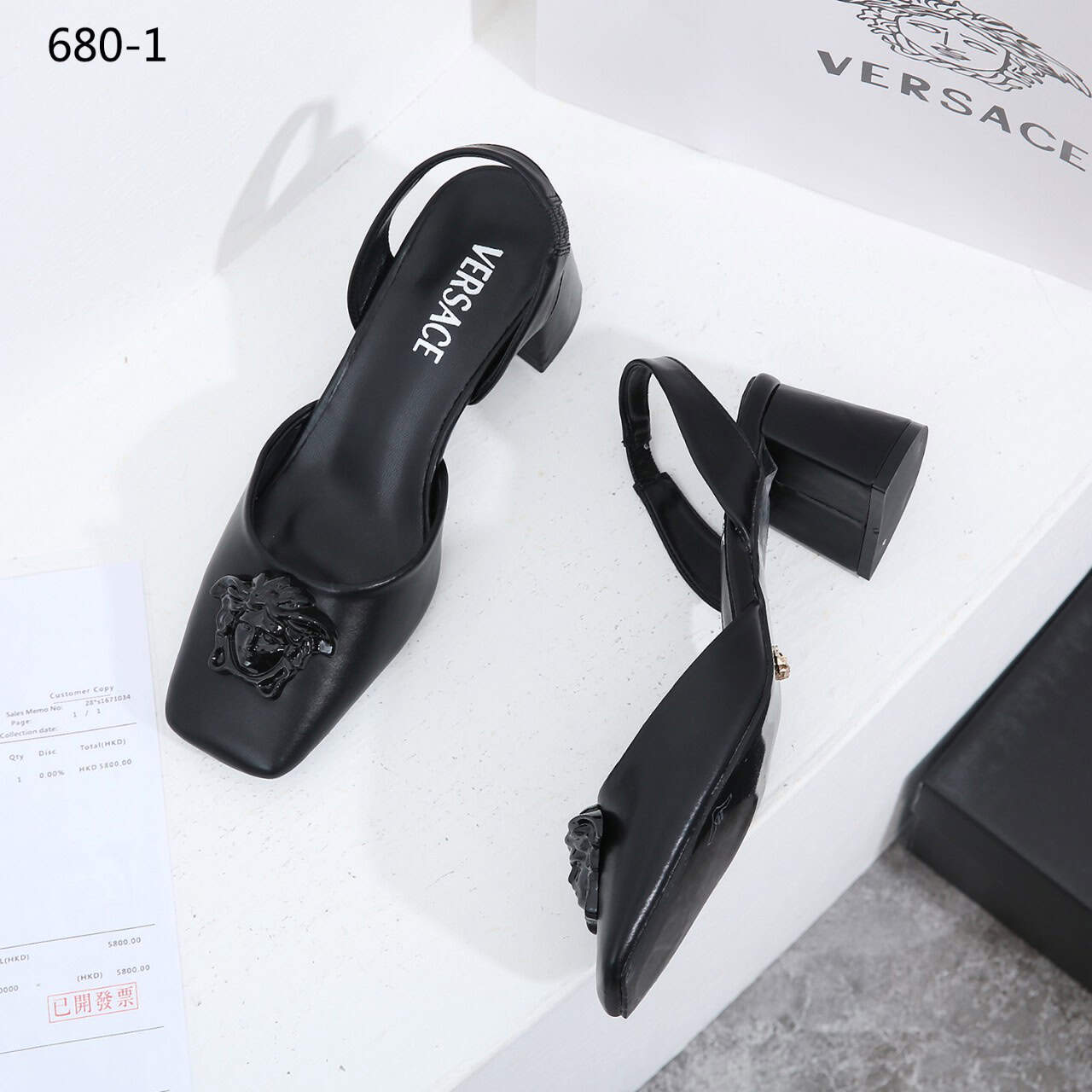 Sepatu Versace 680-1 La Medusa Leather Sling-Back Pumps Semi Platinum ...