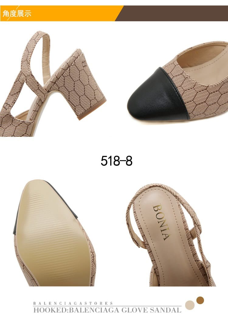 Sepatu Bonia 518-8 Monogram Toe Cap Block Heels Semi Premium (Kode ...