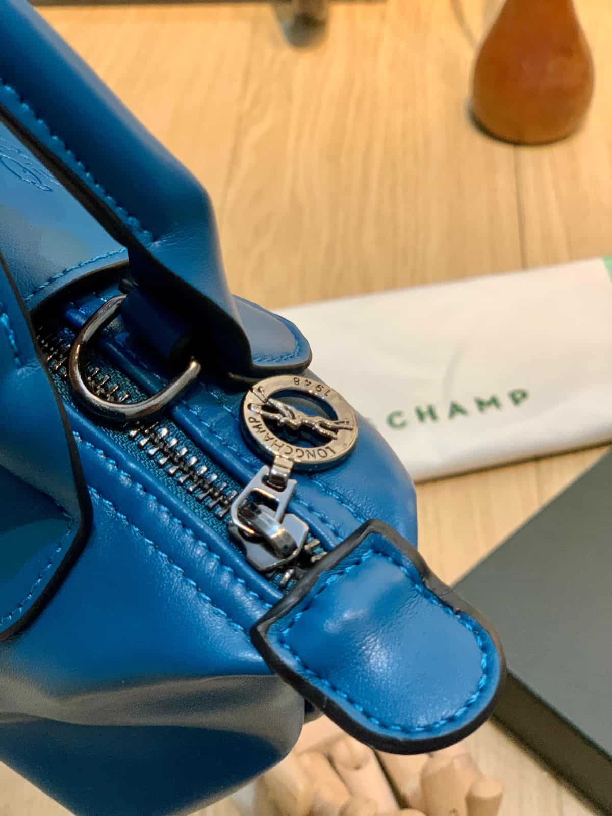 Tas Longchamp Le Pliage Cuir Leather Small Bag With Box SS24 707 Semi ...