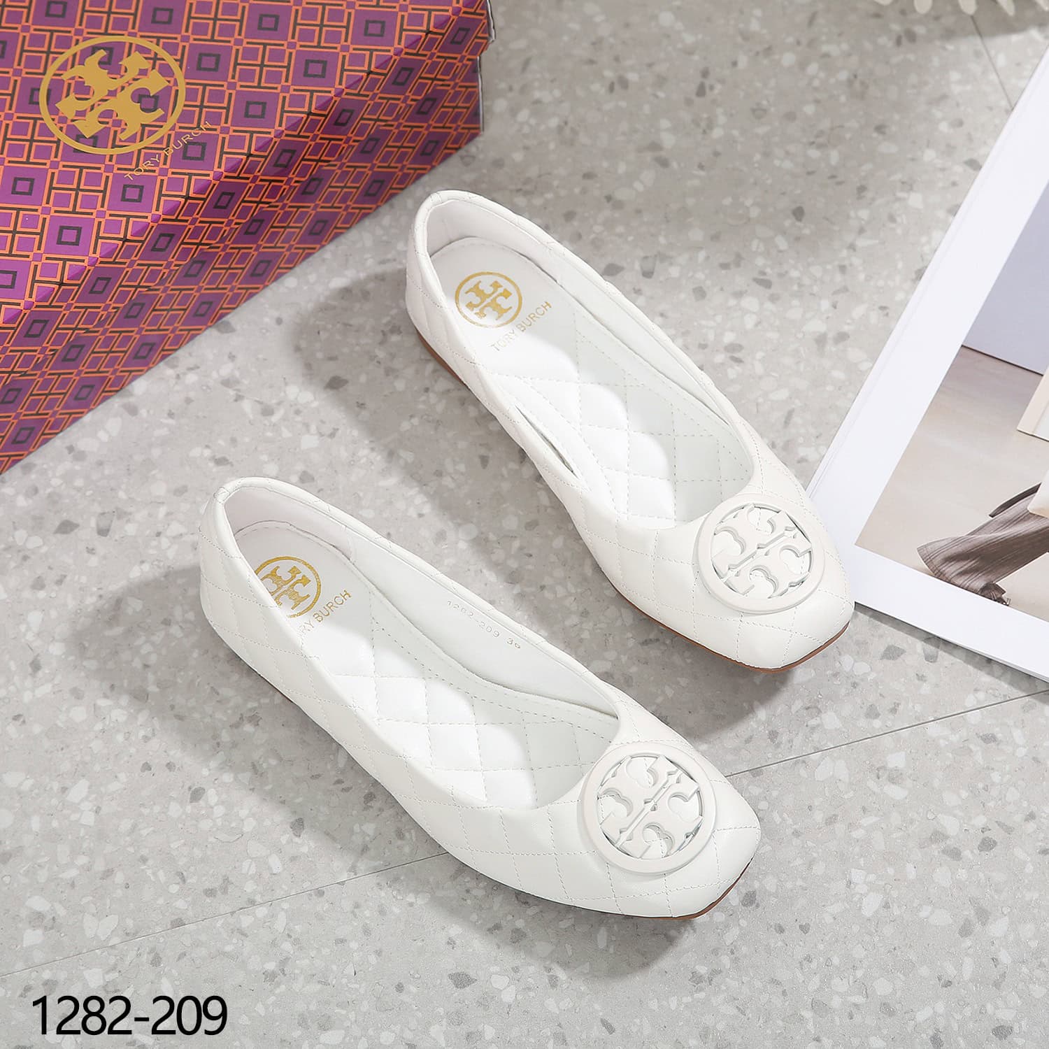 Sepatu Tory Burch 1282-209 Leather Flat Heel Shoes Semi Premium (Kode ...