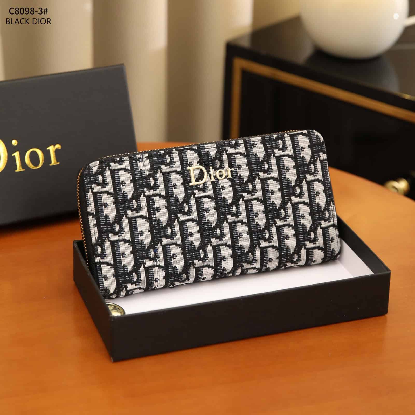 Dompet Dior C8098-3 Oblique Jacquard Zipped Long Wallet Semi Premium ...