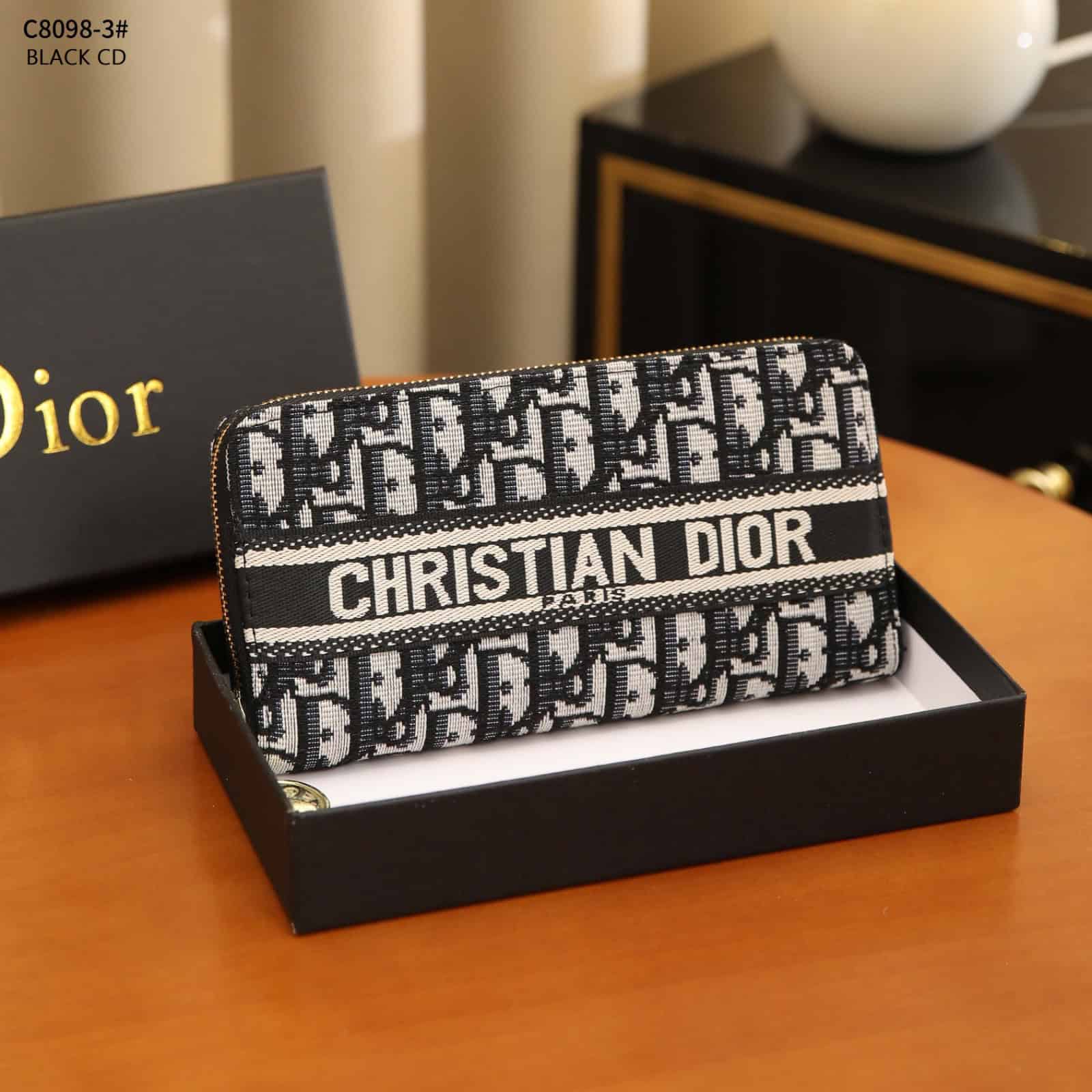 Dompet Dior C8098-3 Oblique Jacquard Zipped Long Wallet Semi Premium ...