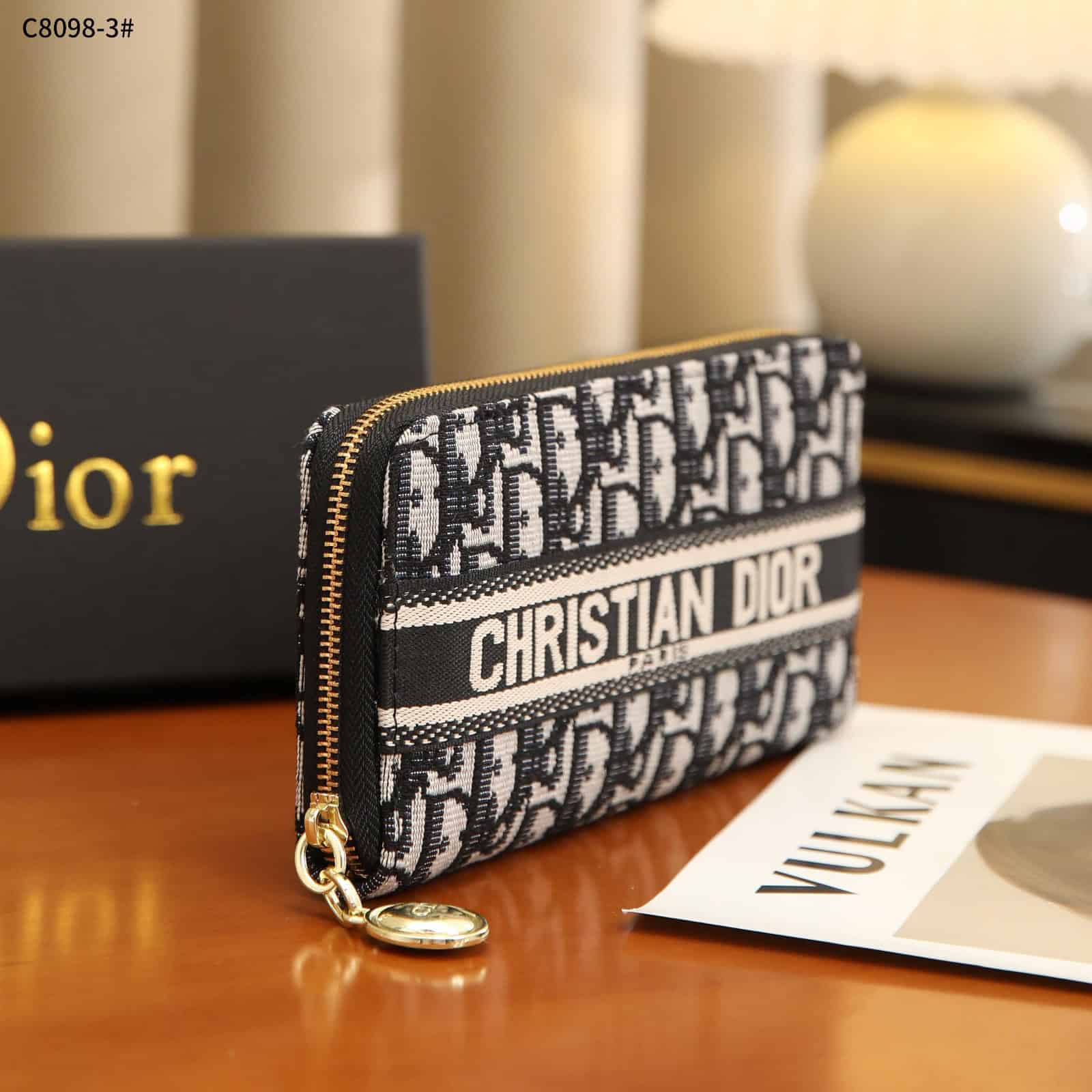 Dompet Dior C8098-3 Oblique Jacquard Zipped Long Wallet Semi Premium ...