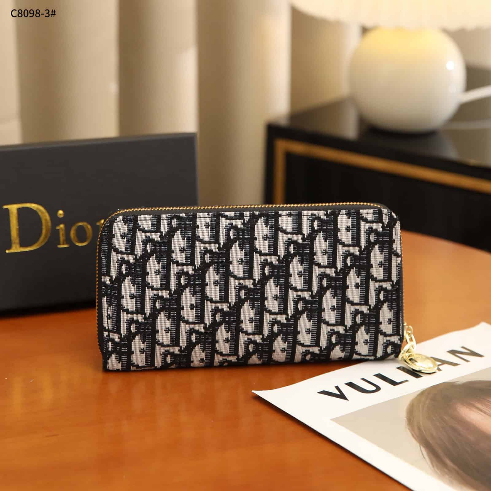 Dompet Dior C8098-3 Oblique Jacquard Zipped Long Wallet Semi Premium ...