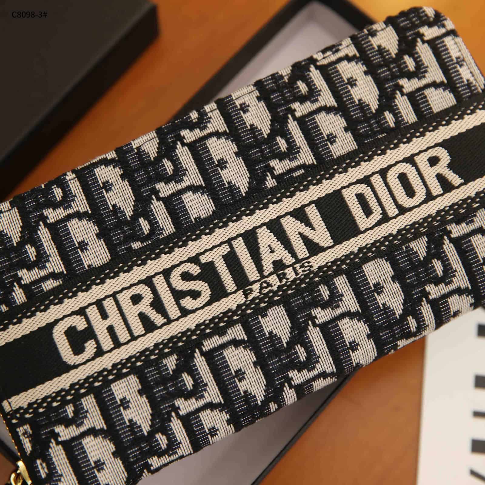 Dompet Dior C8098-3 Oblique Jacquard Zipped Long Wallet Semi Premium ...