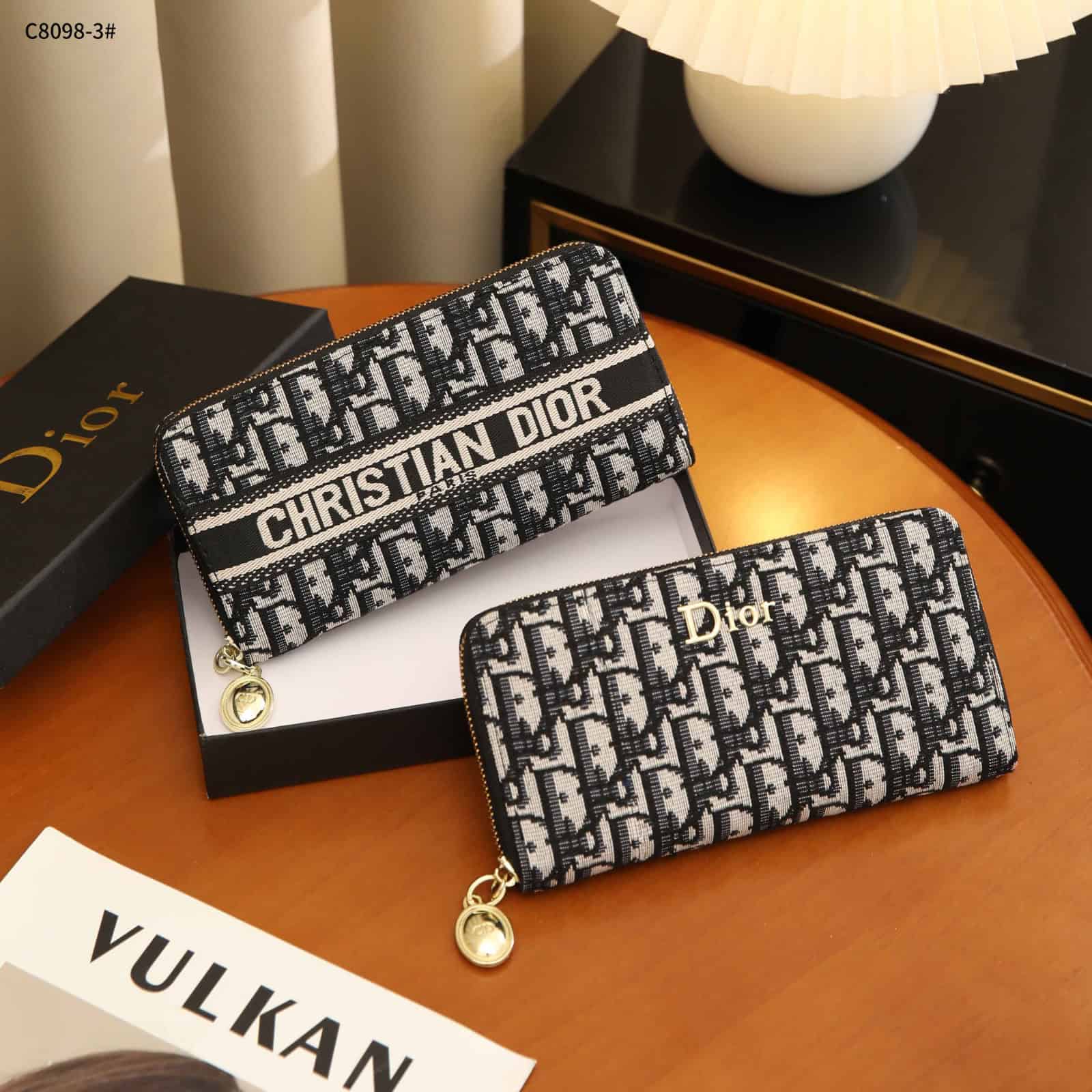 Dompet Dior C8098-3 Oblique Jacquard Zipped Long Wallet Semi Premium ...