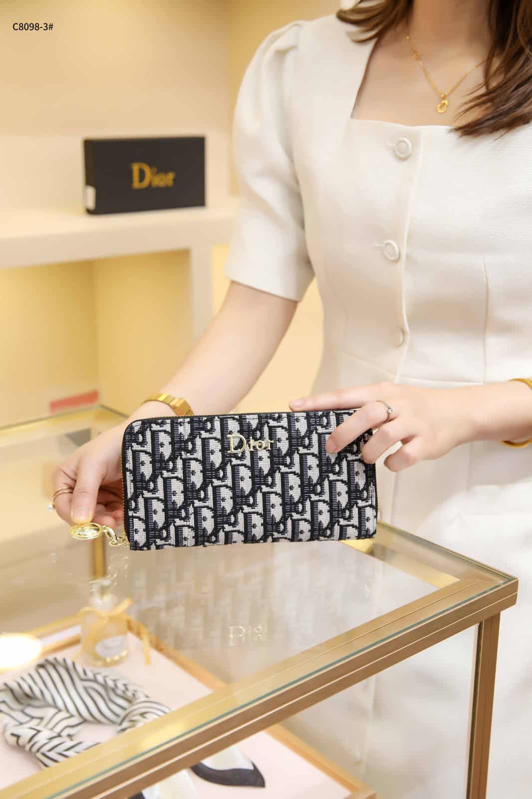Dompet Dior C8098-3 Oblique Jacquard Zipped Long Wallet Semi Premium ...
