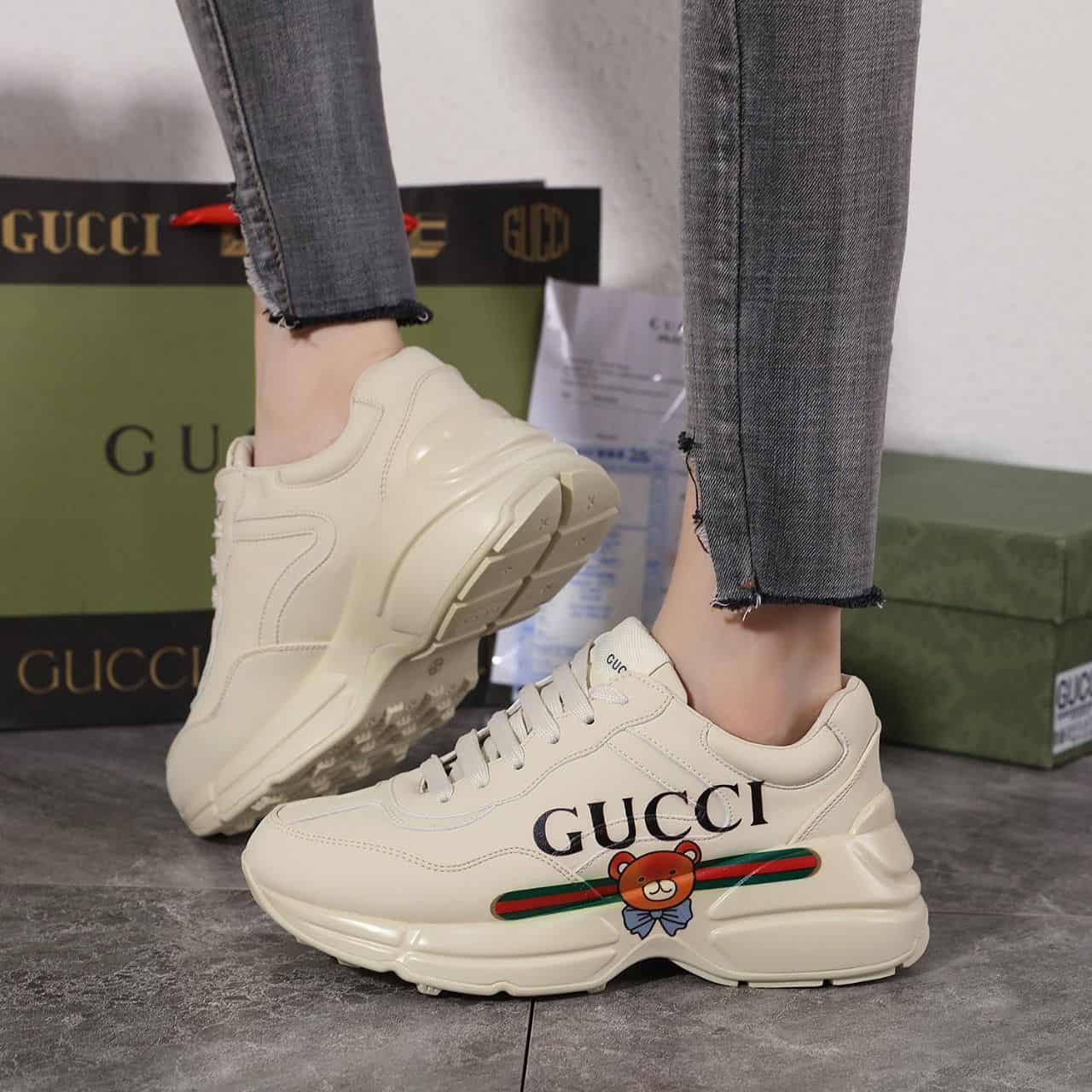Sepatu Gucci Rhyton Teddy Semi Ori Grade AAA Sneakers W1688-30 Semi ...