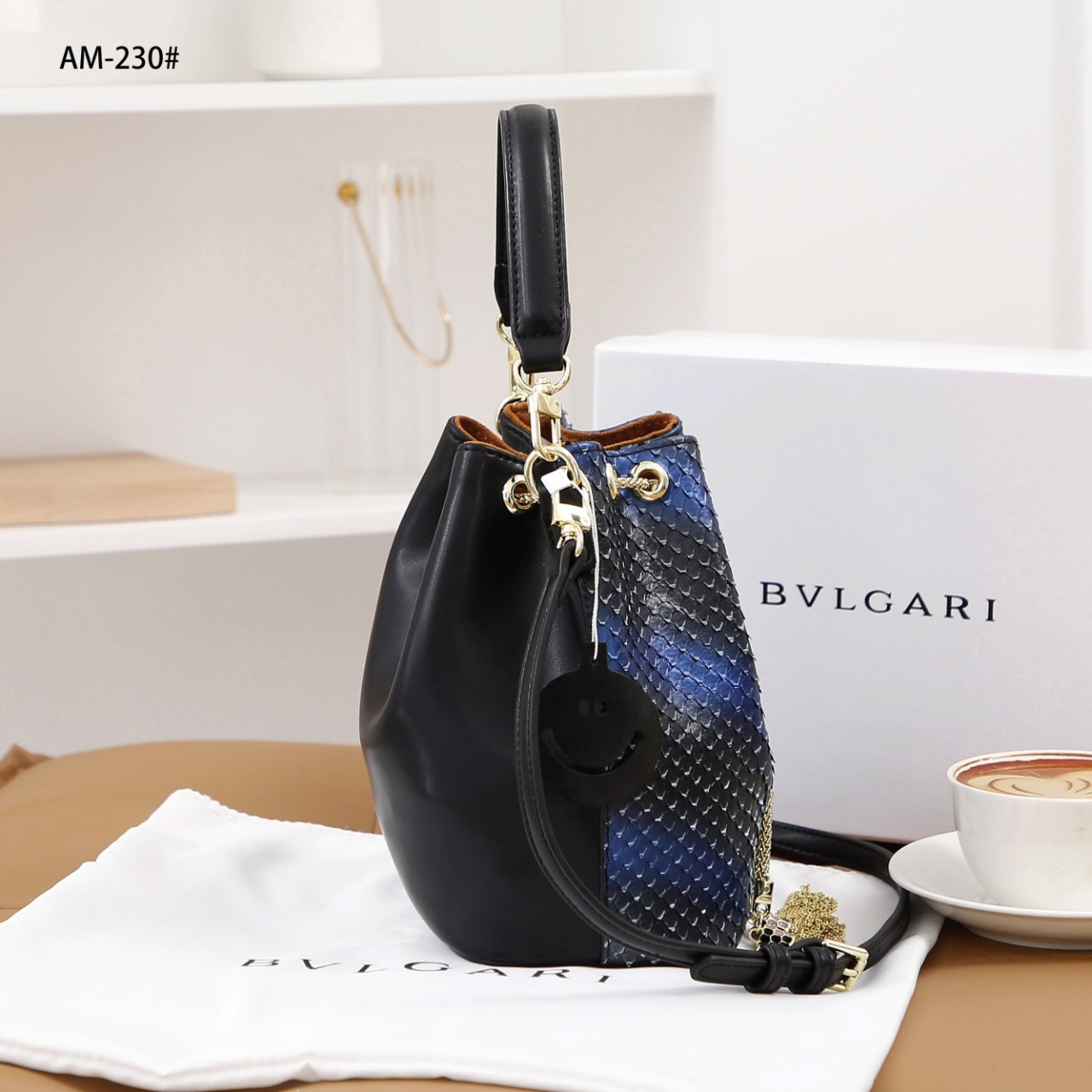 Tas Bvlgari 230 Serpenti Bucket Bag Semi Platinum (Kode: BVL107 ...