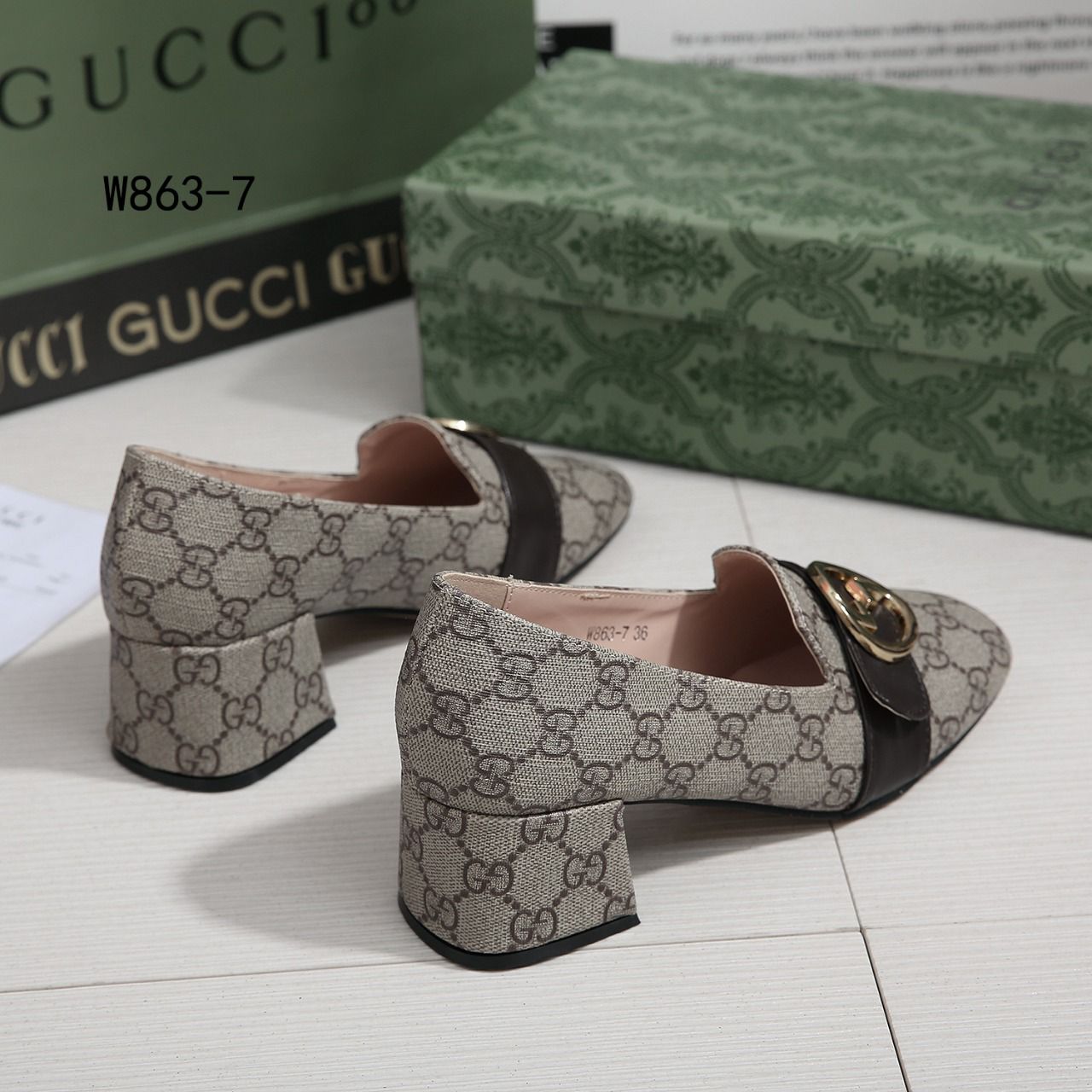 Sepatu Gucci GG Office Block Heels W863-7 Semi Original (Kode: GUC979 ...