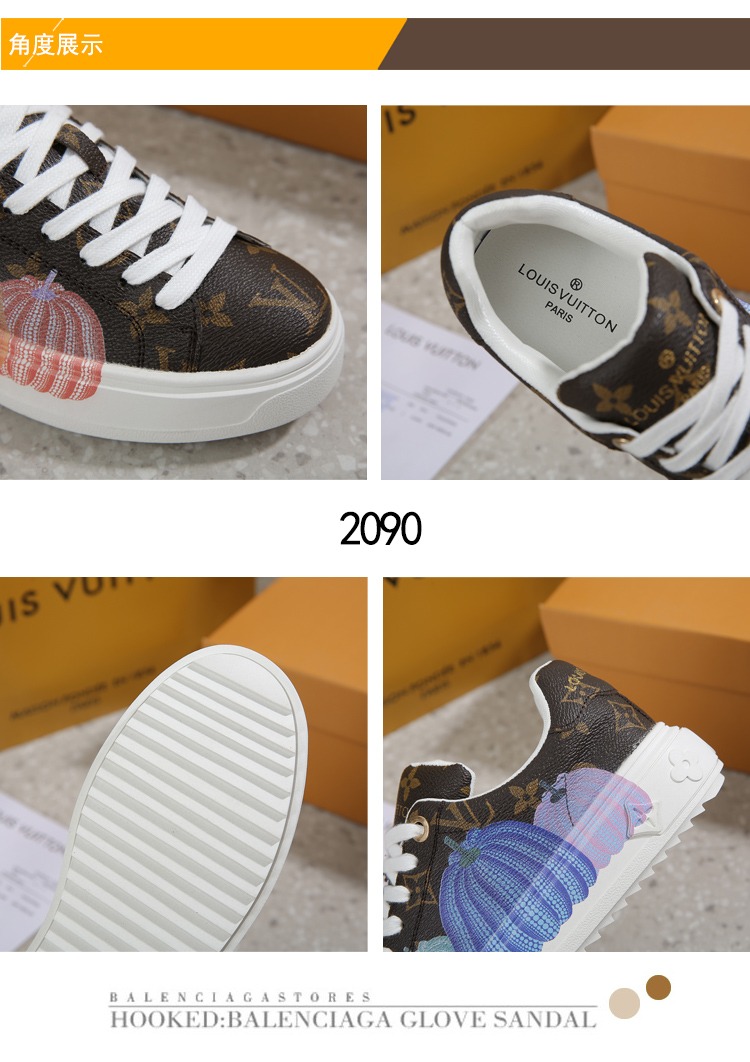 Sepatu Louis Vuitton 2090 Monogram Round Toe Rubber Sole Lace-Up Casual ...