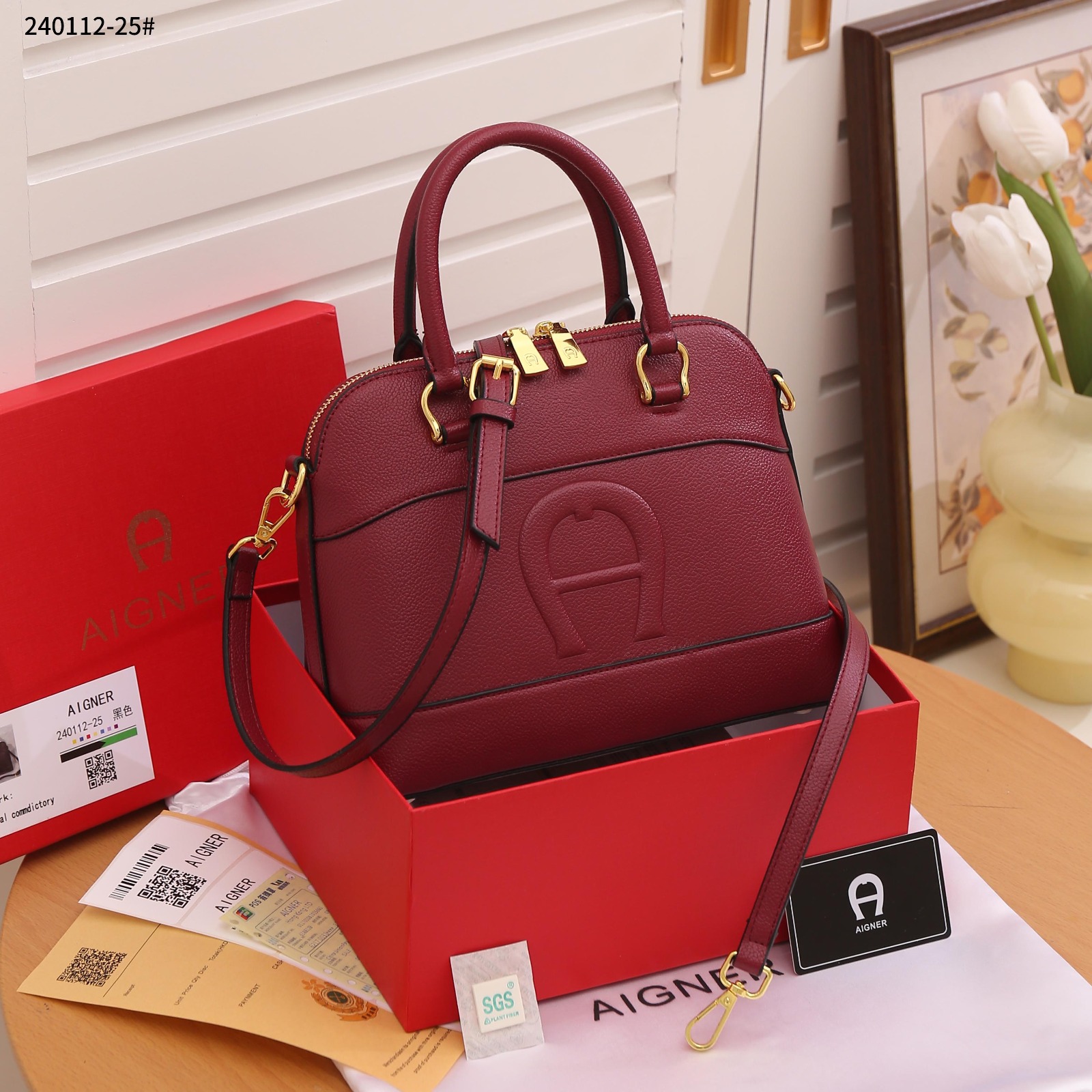 Tas Aigner 240112-25 Small Alma Logo 'A' 2Way Handle Bag Semi Platinum ...