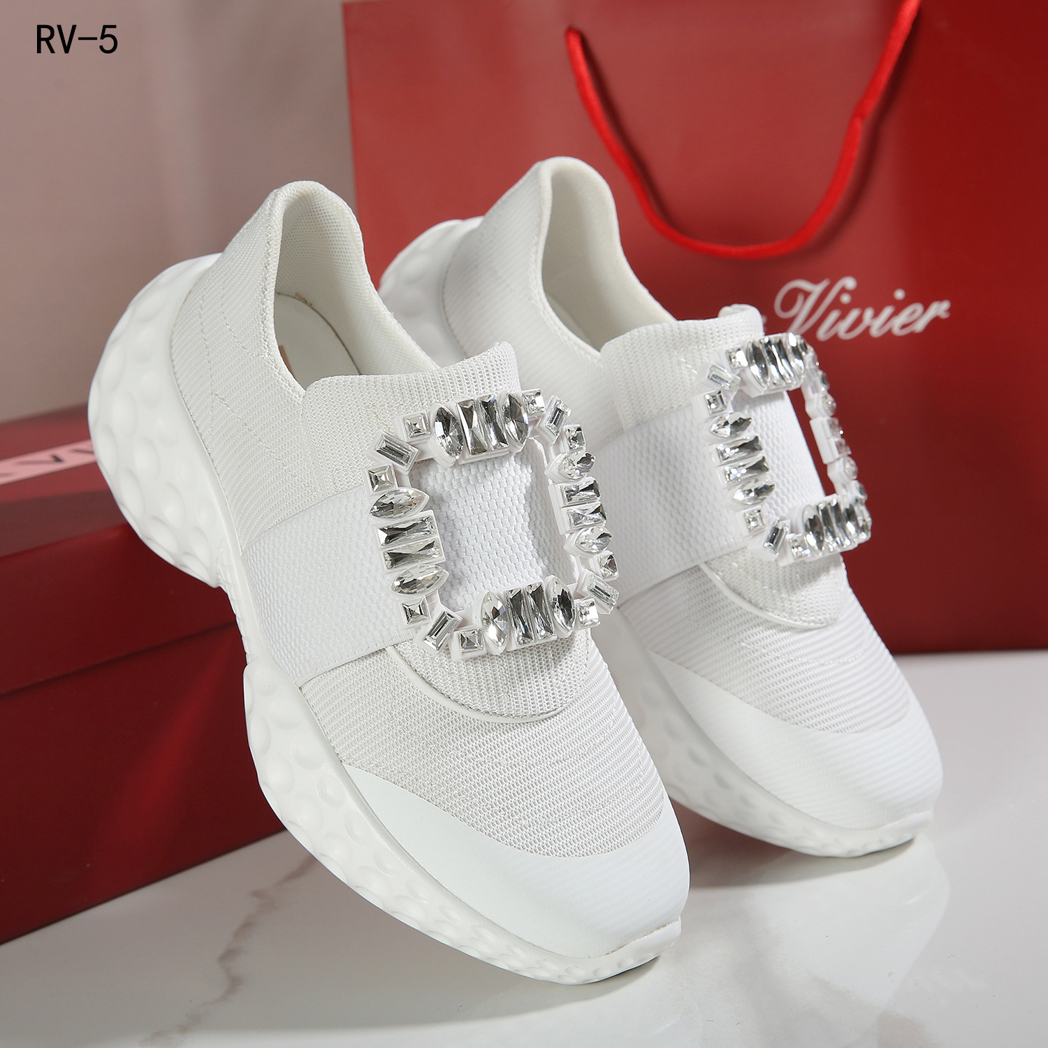 Sepatu Roger Vivier RV-5 Buckle Sneakers Semi Platinum (Kode: SFA404 ...