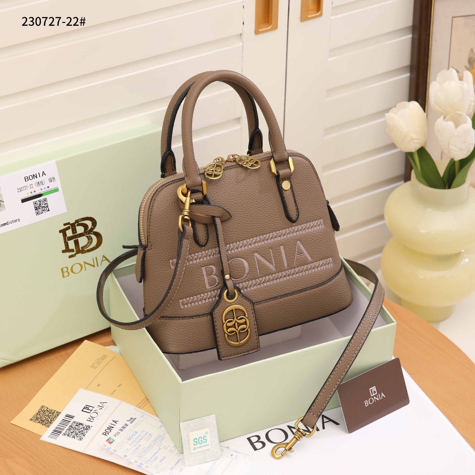 Tas Bonia 230727-22 New Small Alma 2Way Handle Bag Logo Embroidery ...